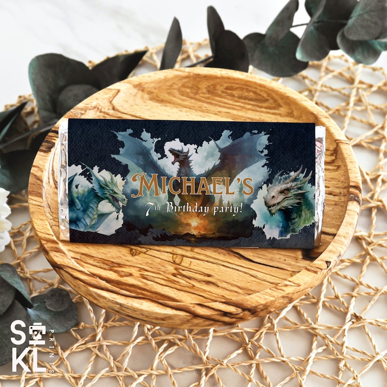 Editable - DRAGON Theme Birthday Candy Bar Cover Template, Personalized ...