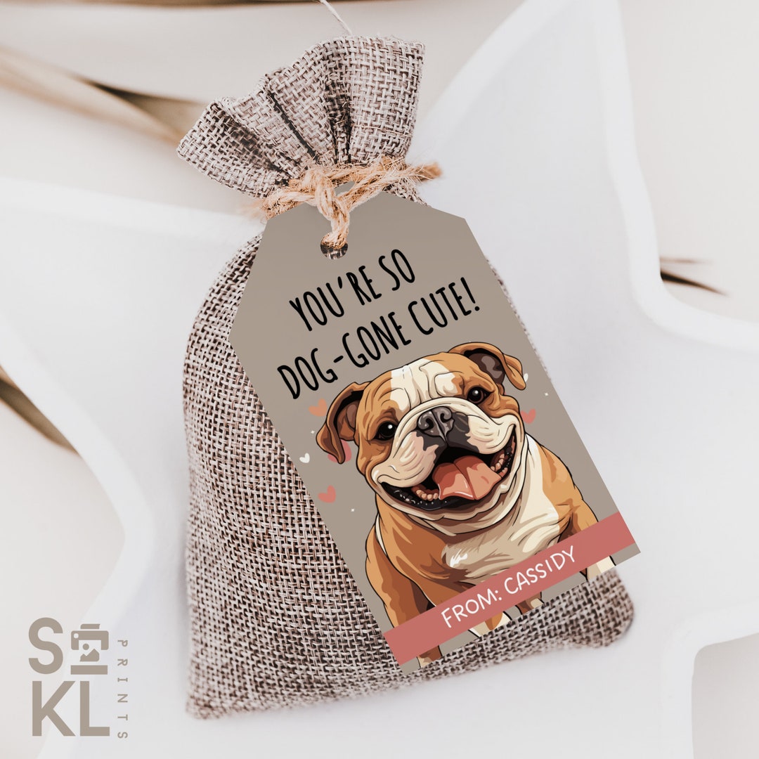 Editable - BULLDOG Valentines Tag Template, Personalizable, Easy Edit ...