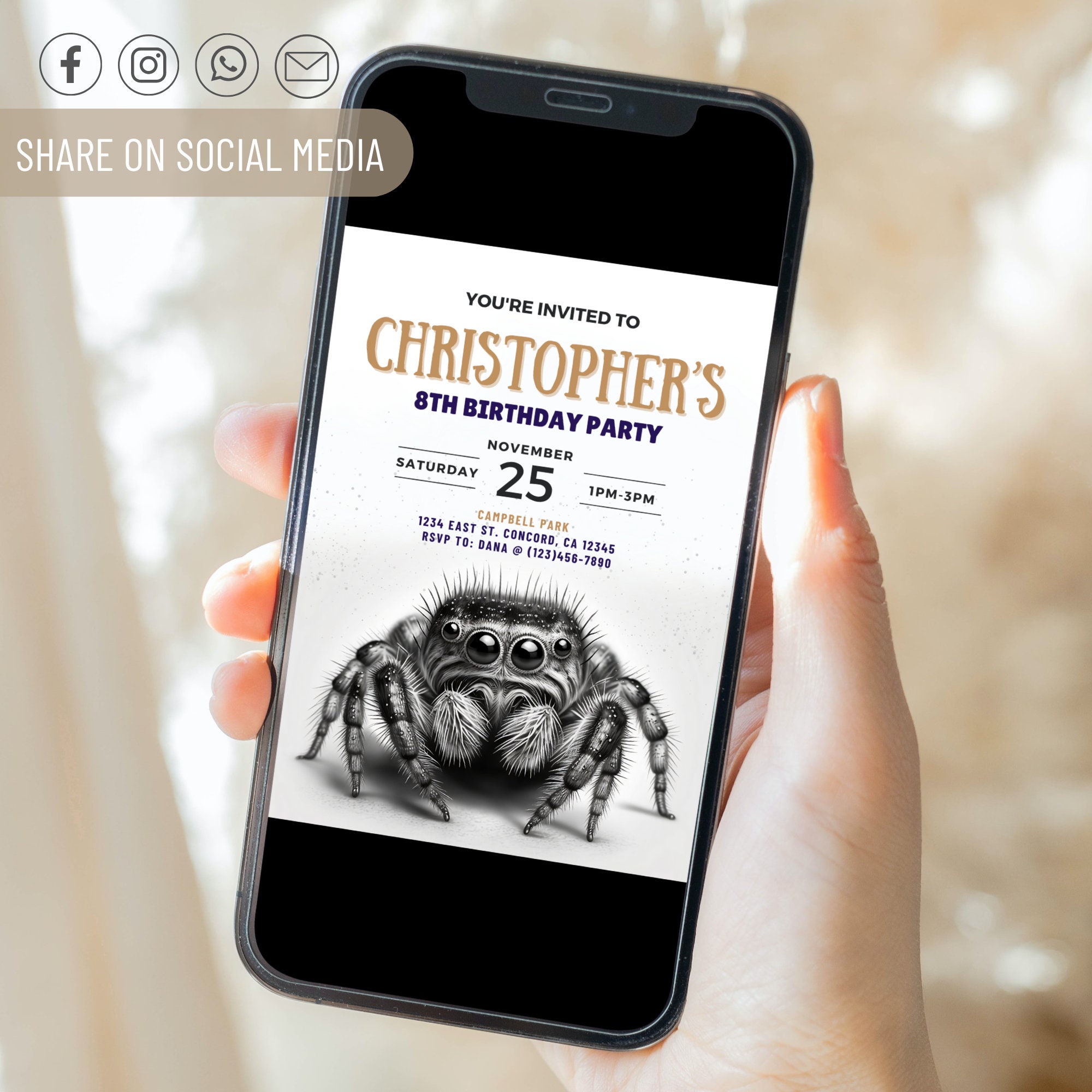 Editable - JUMPING SPIDER Theme Birthday Party Invitation Template ...