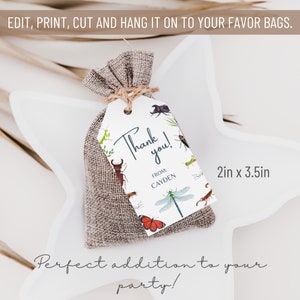 Editable - Insects Theme Birthday Party Favor Tags, Personalized Tags ...