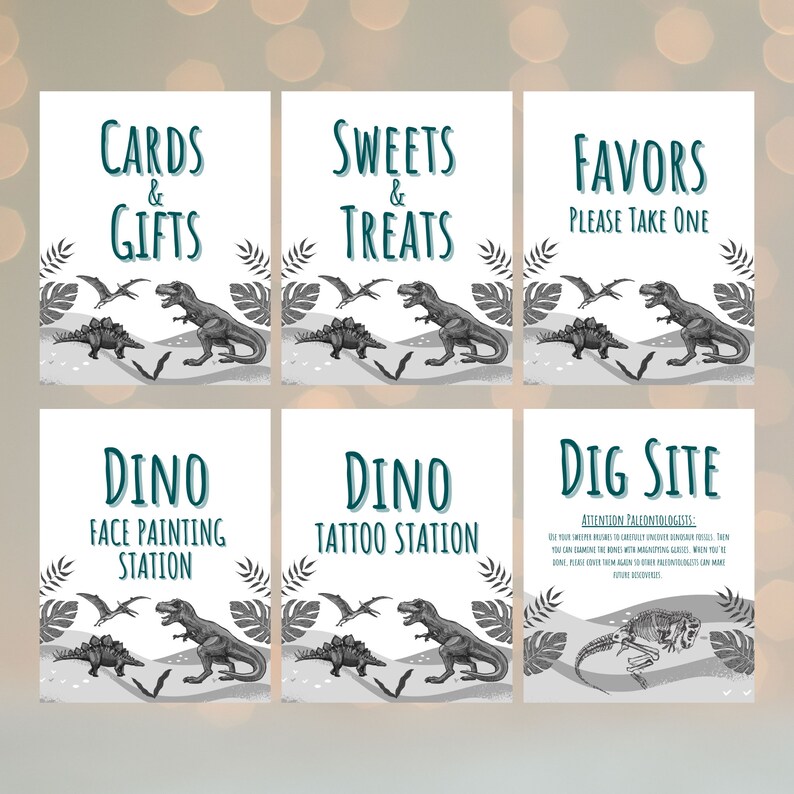 Set of Printable Party Signs/decor - DINOSAUR Theme Birthday, 8x10in ...