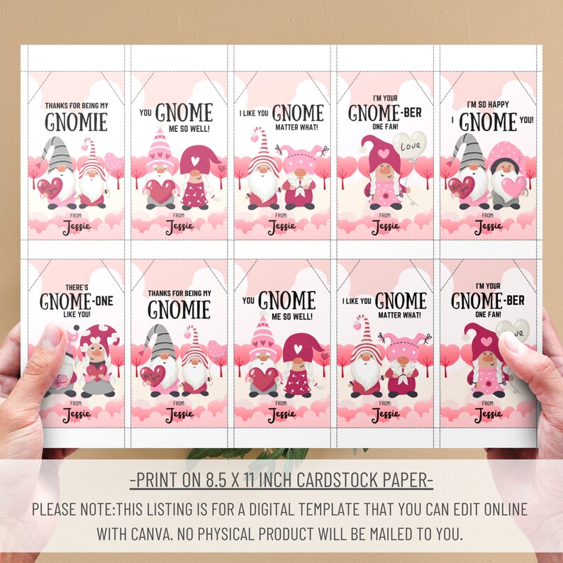 Editable - GNOMES Valentines Tag Template, Personalizable, Easy Edit ...