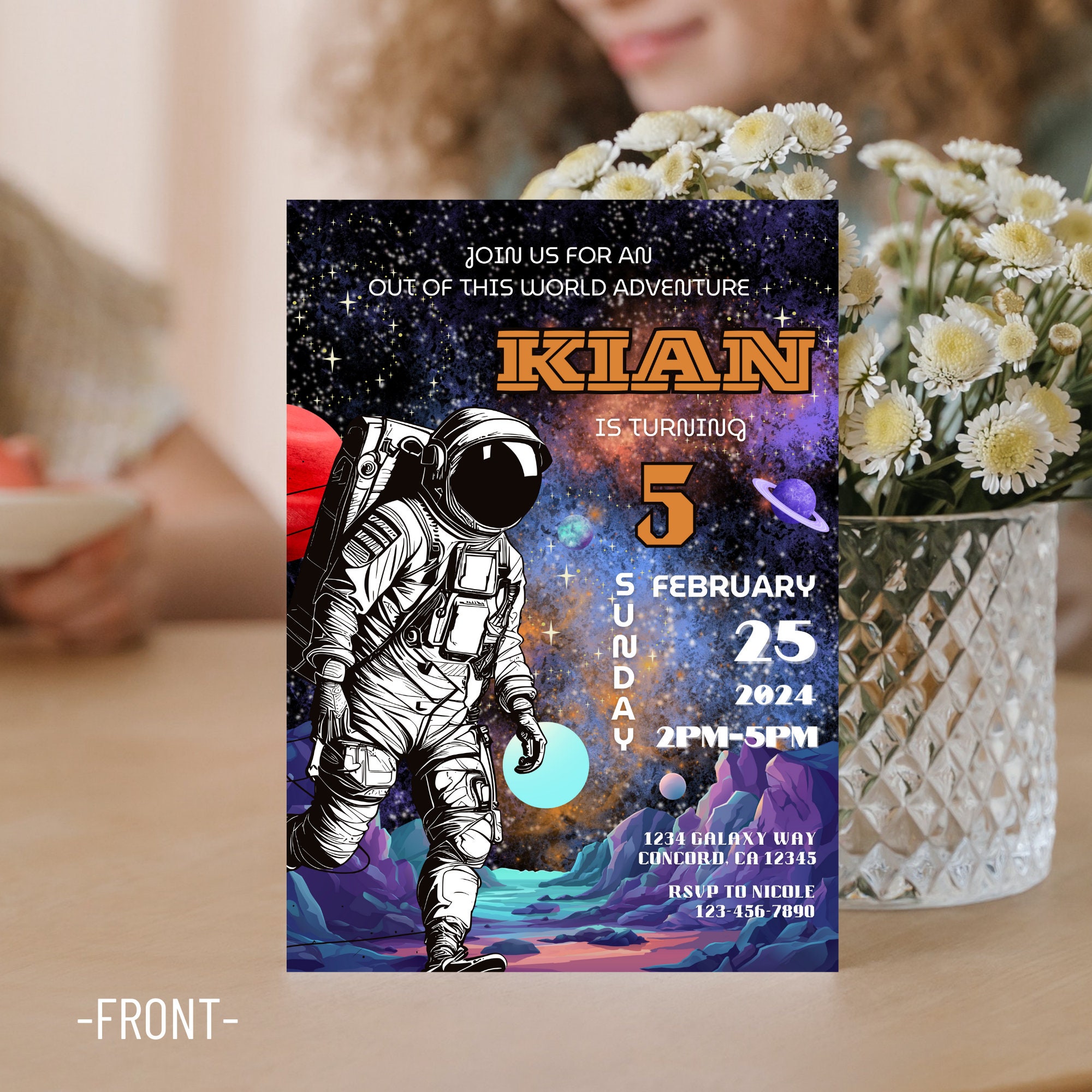Editable - ASTRONAUT Theme Birthday Party Invitation Template ...