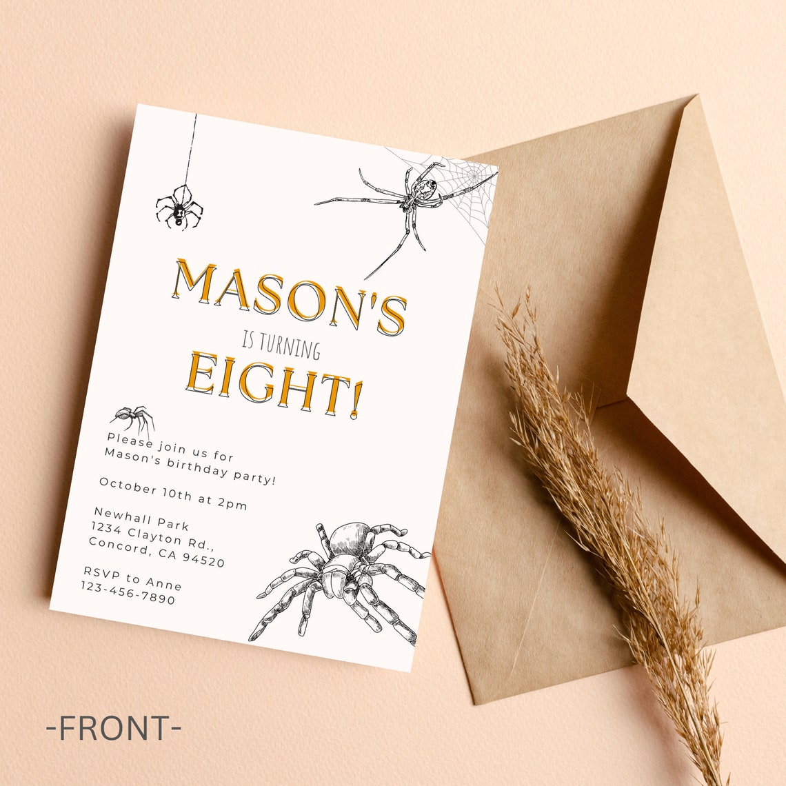 Editable MINIMALIST SPIDER Theme Birthday Invitation Template ...