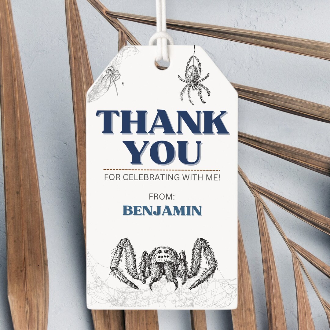 Editable SPIDER Theme Birthday Party Favor Tags - Etsy