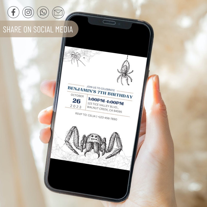 Editable - SPIDER Theme Birthday Party Invitation Template ...