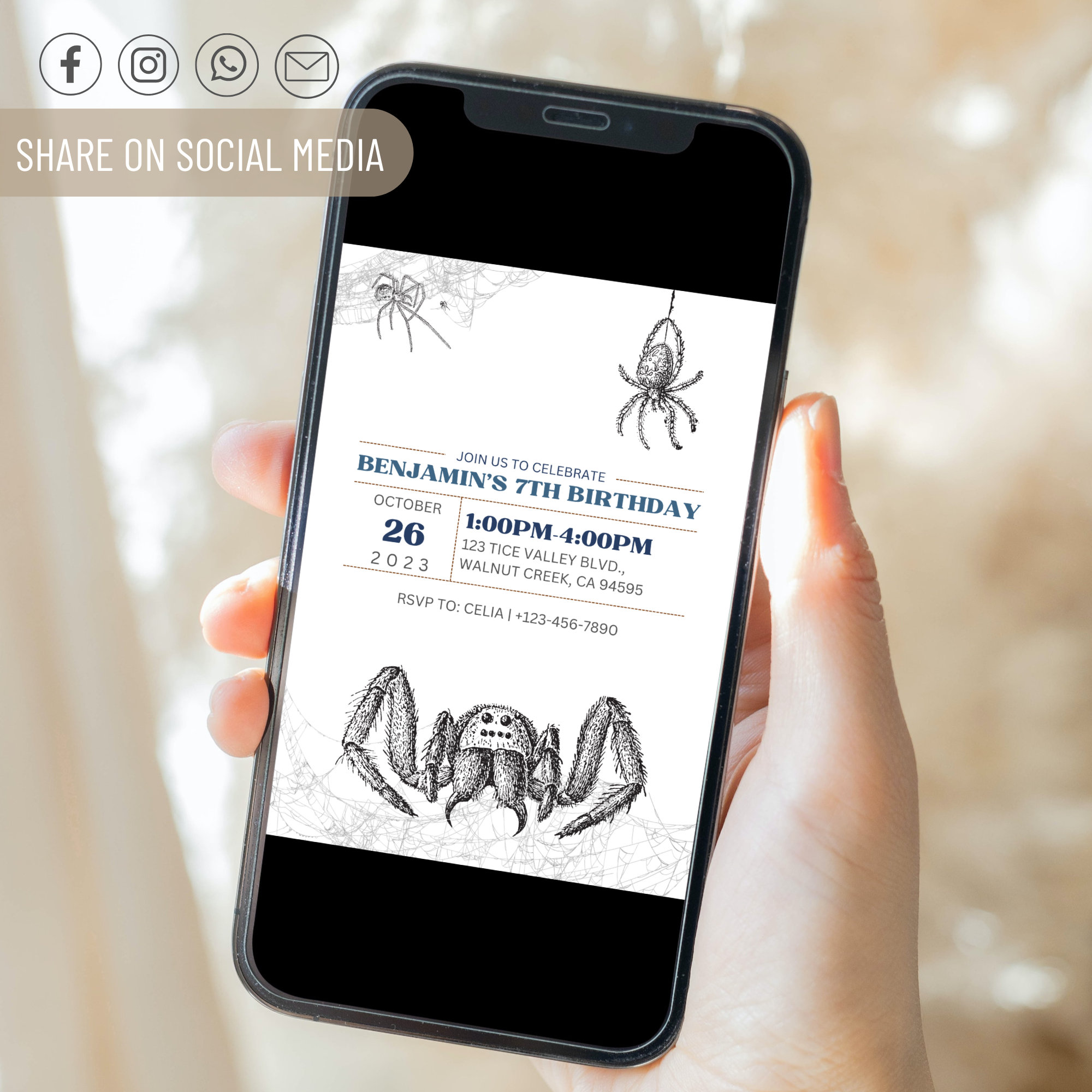 Editable - SPIDER Theme Birthday Party Invitation Template ...
