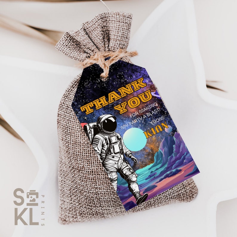 Editable - ASTRONAUT Theme Birthday Party Favor Tags, Personalized Tags ...