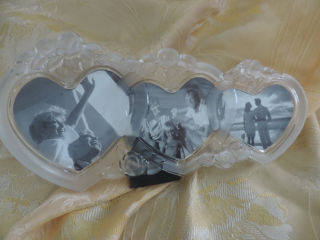 Crystal Glass Heart Shaped Triple Photo Frame - Etsy