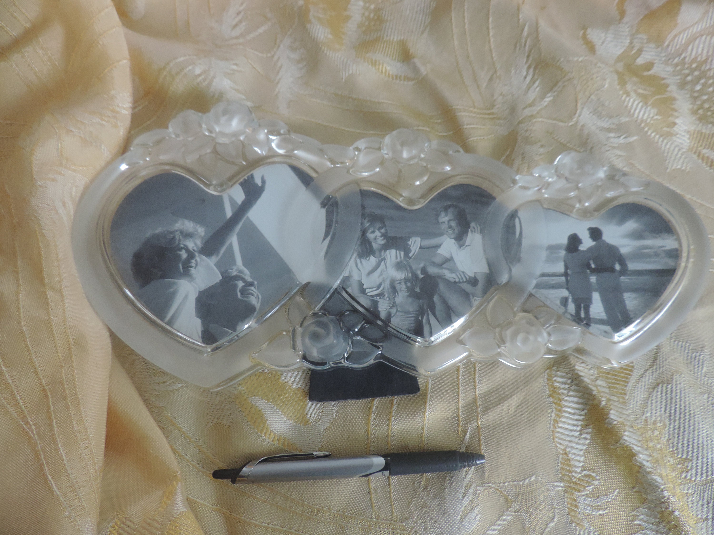 Crystal Glass Heart Shaped Triple Photo Frame - Etsy