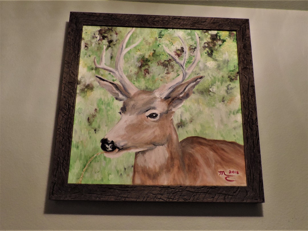 Oil Painting of Mule Deer Buck With Straw in Its Mouth - Etsy