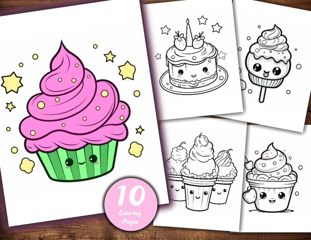 Cute Dessert/sweets Coloring Pages | 10 Pages | Coloring Pages for Kids ...