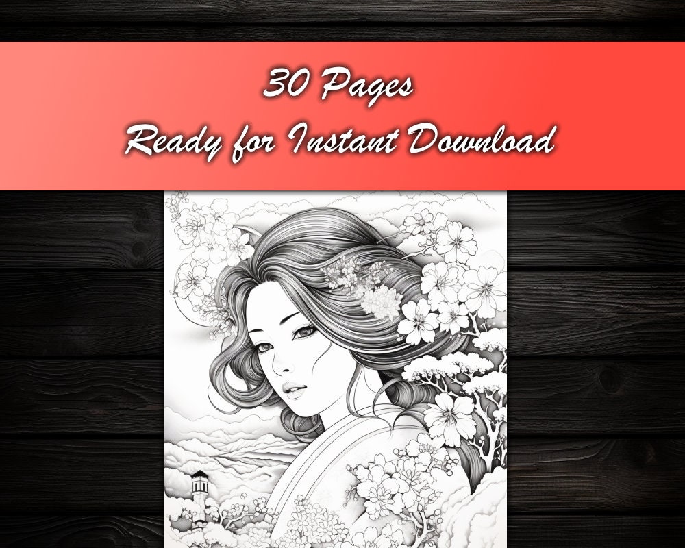 30 Japanese-themed Coloring Pages | for Adults and Kids | Digital ...