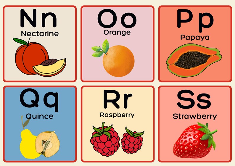 Digital Fruits Flashcards - Etsy