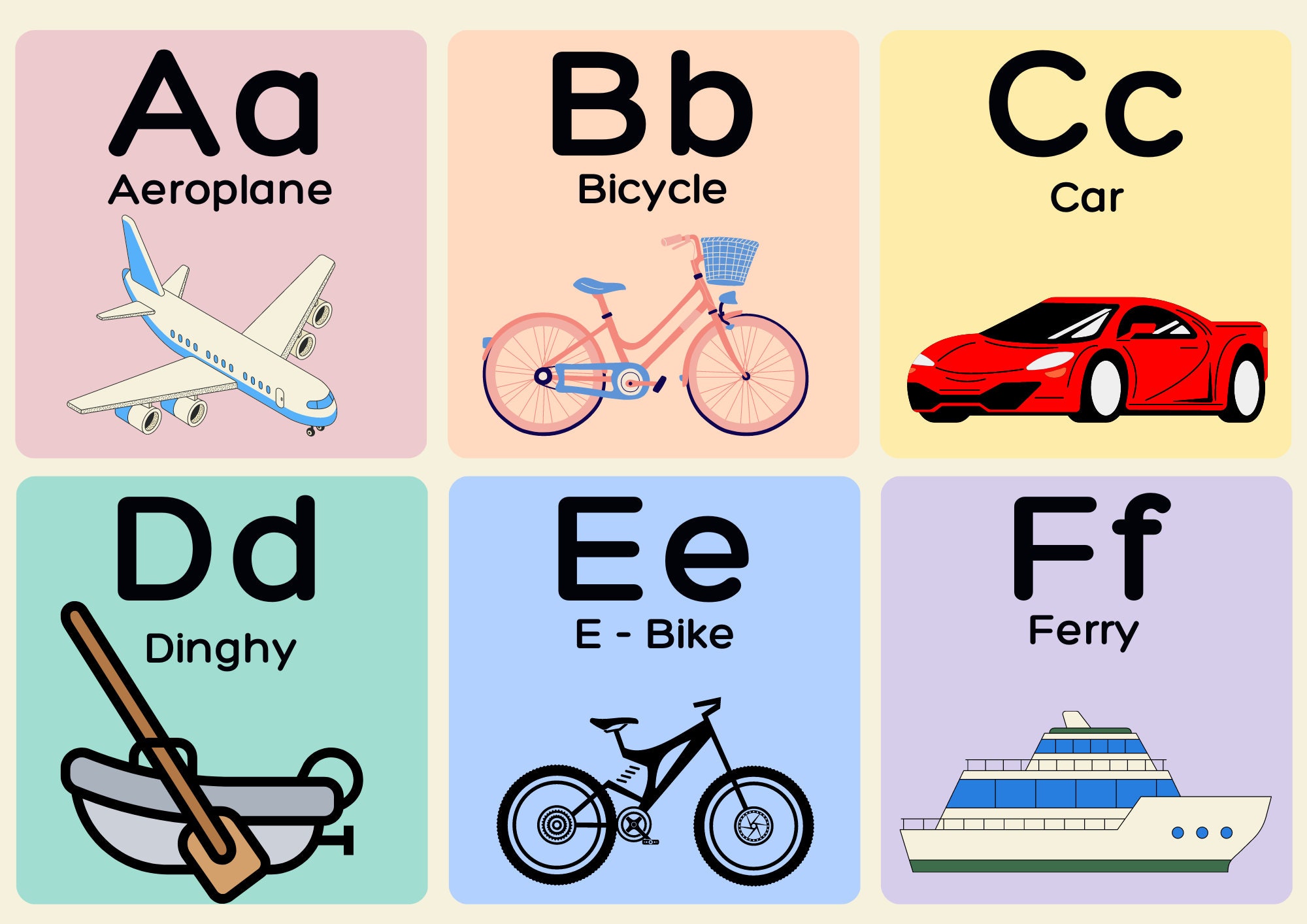 Digital Transport Flashcard - Etsy