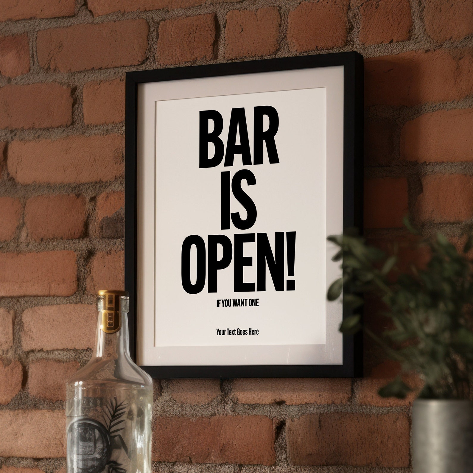 Bar is Open, Trendy Wall Art, Typography Art, Bar Cart Styling, Vintage ...