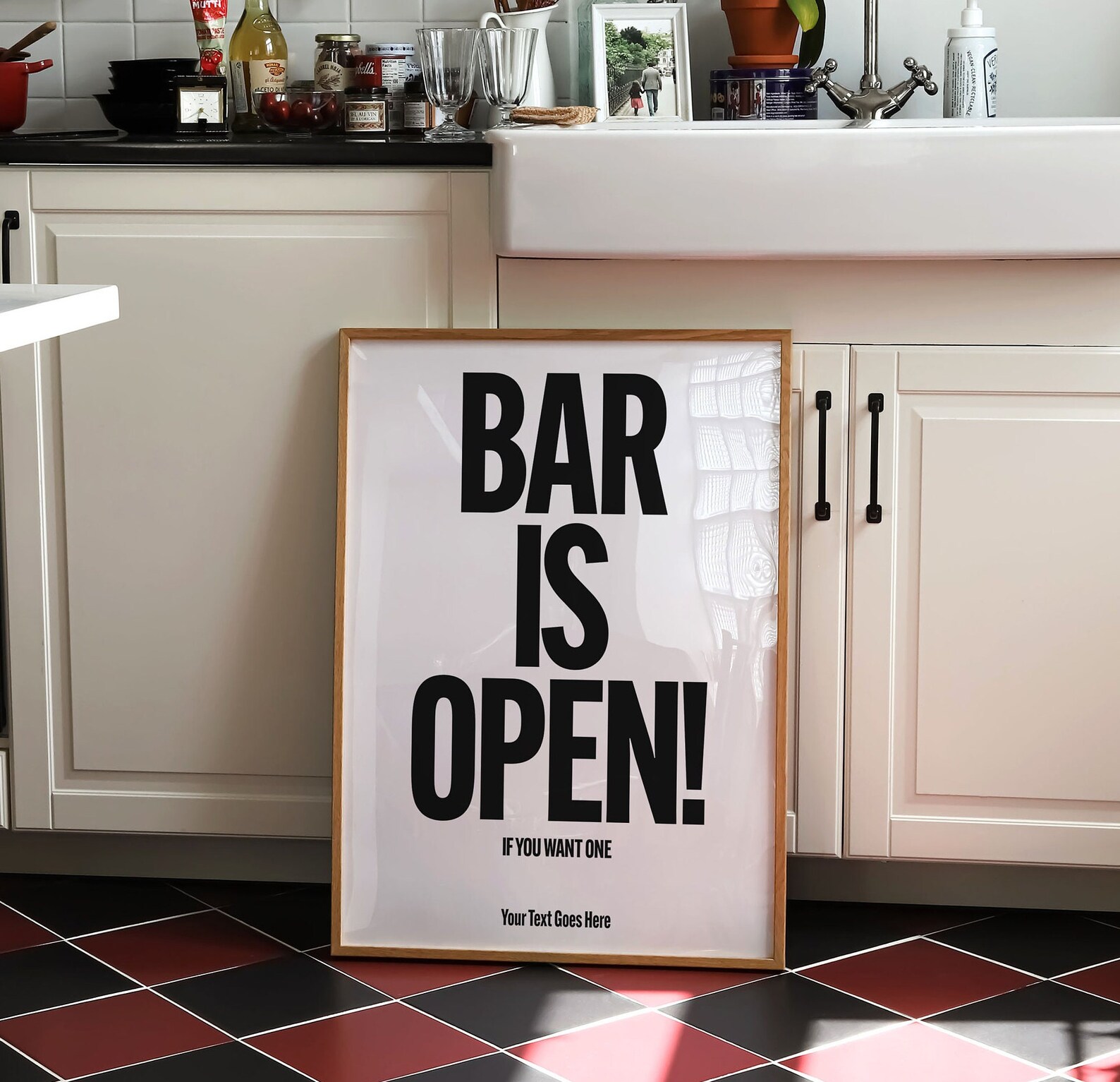 Bar is Open, Trendy Wall Art, Typography Art, Bar Cart Styling, Vintage ...