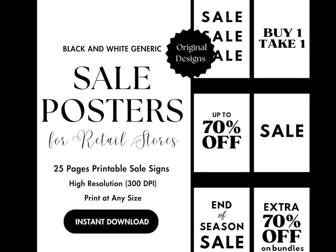 Sale Sign, Retail Sign, Printable, Sign Download for Retail Shops ...