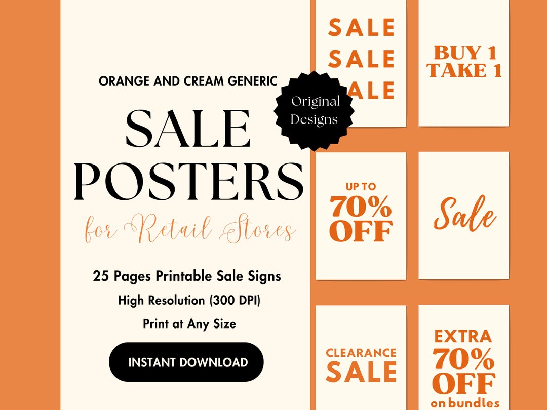 Sale Sign, Printable, Store Promo, Sign Download for Retail Shops ...