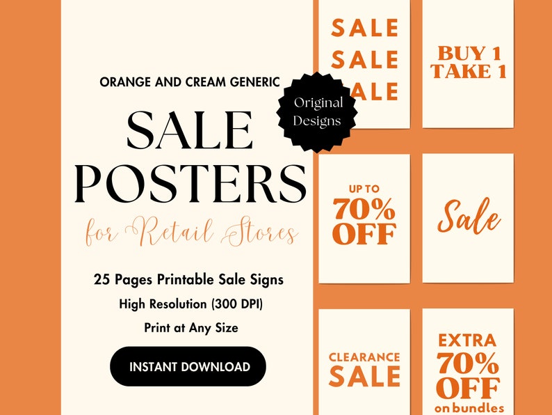 Sale Sign, Printable, Store Promo, Sign Download for Retail Shops ...