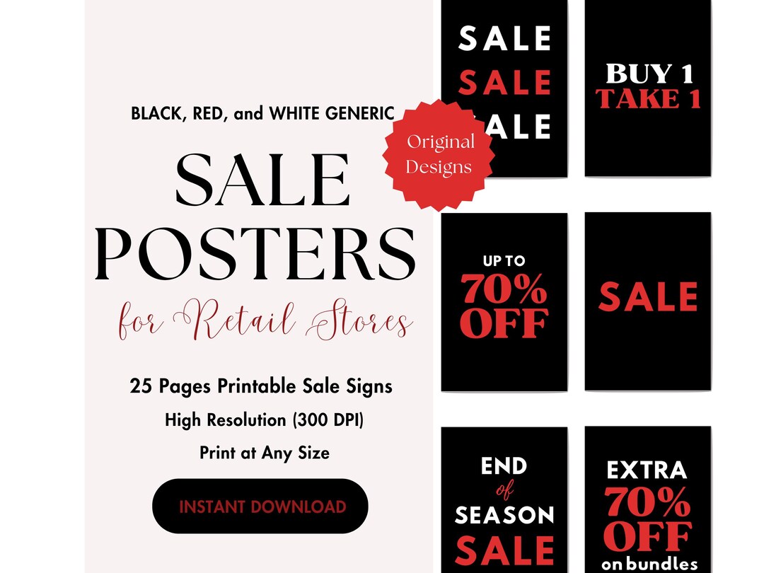 Sale Sign, Printable, Sign Download for Retail Shops / Boutiques ...