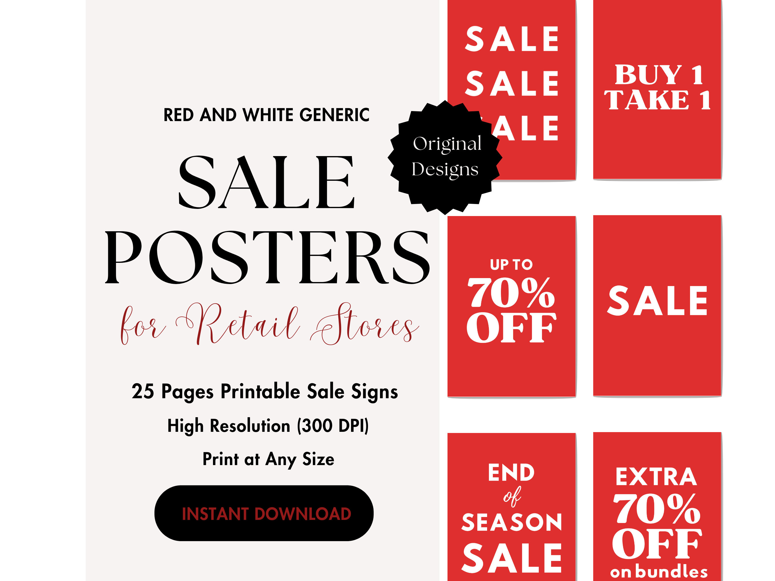 Sale Sign, Printable, Sign Download for Retail Shops / Boutiques ...