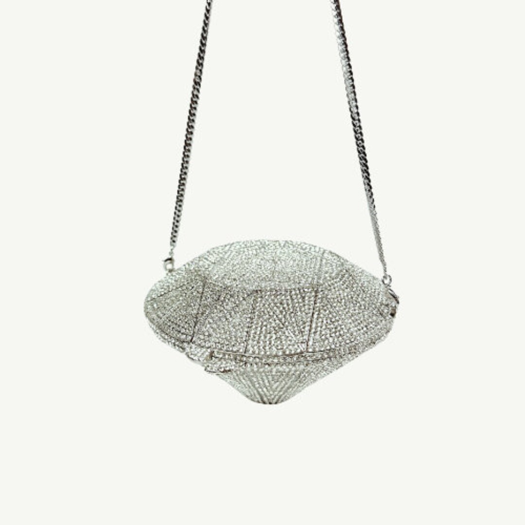 Silver Diamond Clutch | Crystal Diamond Handbag | Diamond Shaped ...