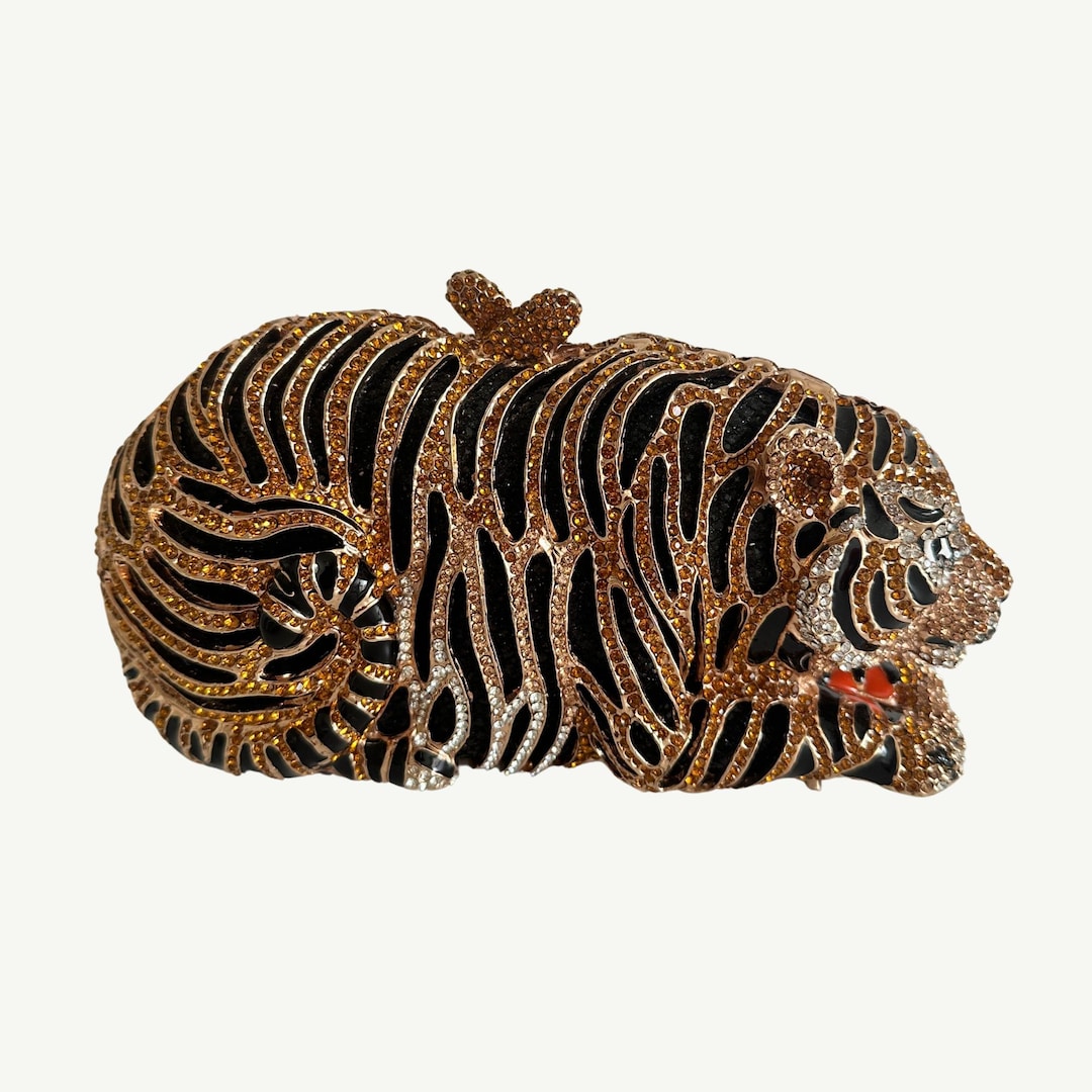Crystal Tiger Clutch Tiger Handbag Crystal Tiger Purse Orange and Black ...