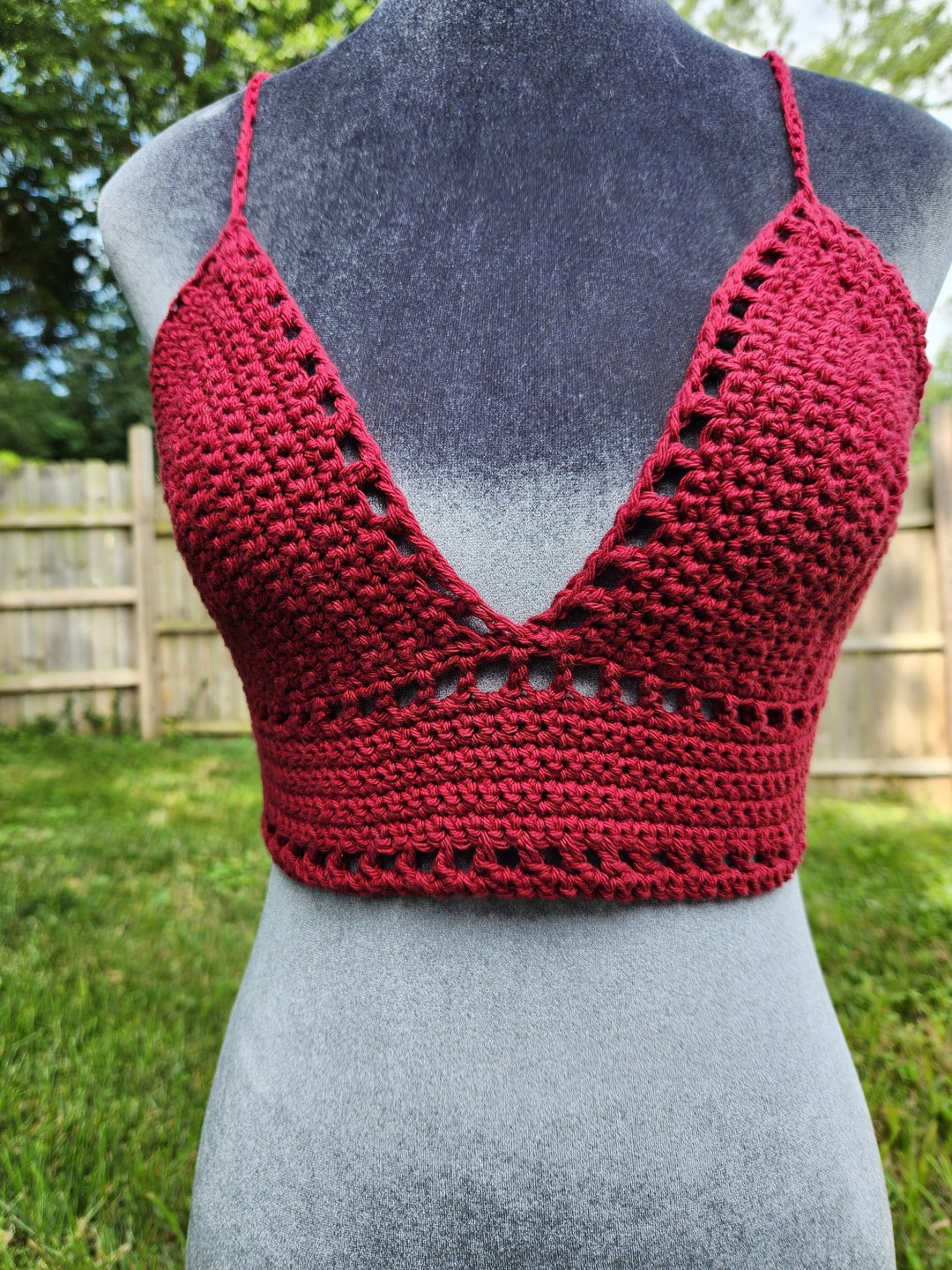 Handmade Maroon Crochet Crop Top: 100% Cotton, Size Medium - Etsy