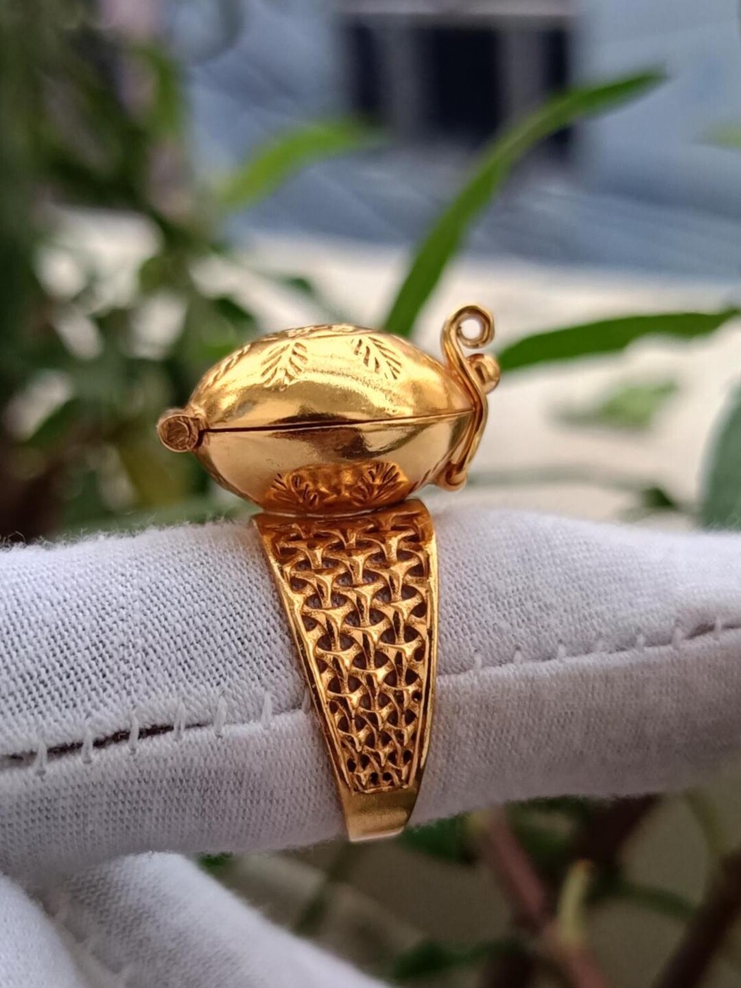Gold Plated Poison Ring, Handmade Pill Box Locket - Etsy