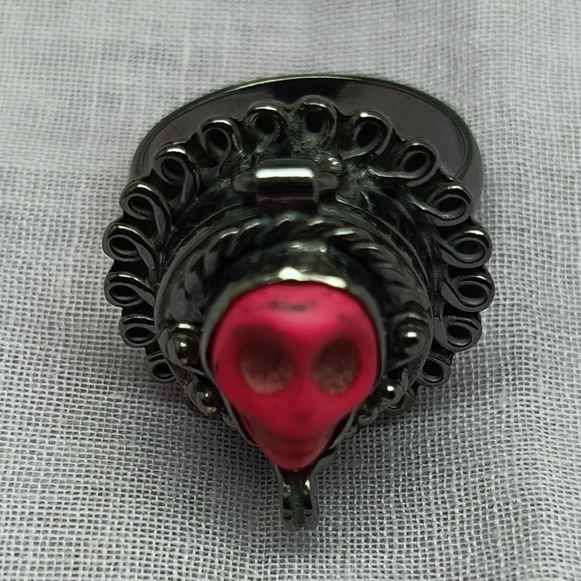 Hand Carved Face Poison Ring Pink Stone Face Ring Handmade - Etsy