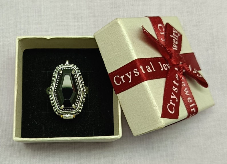 Black Onyx Poison Ring,handmade Coffin Ring,silver Plated Coffin Ring ...