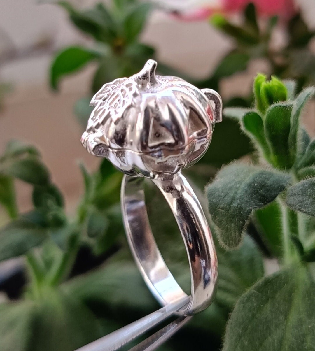 Handmade Pumpkin Silver Filled Poison Ring, Pill Box - Etsy