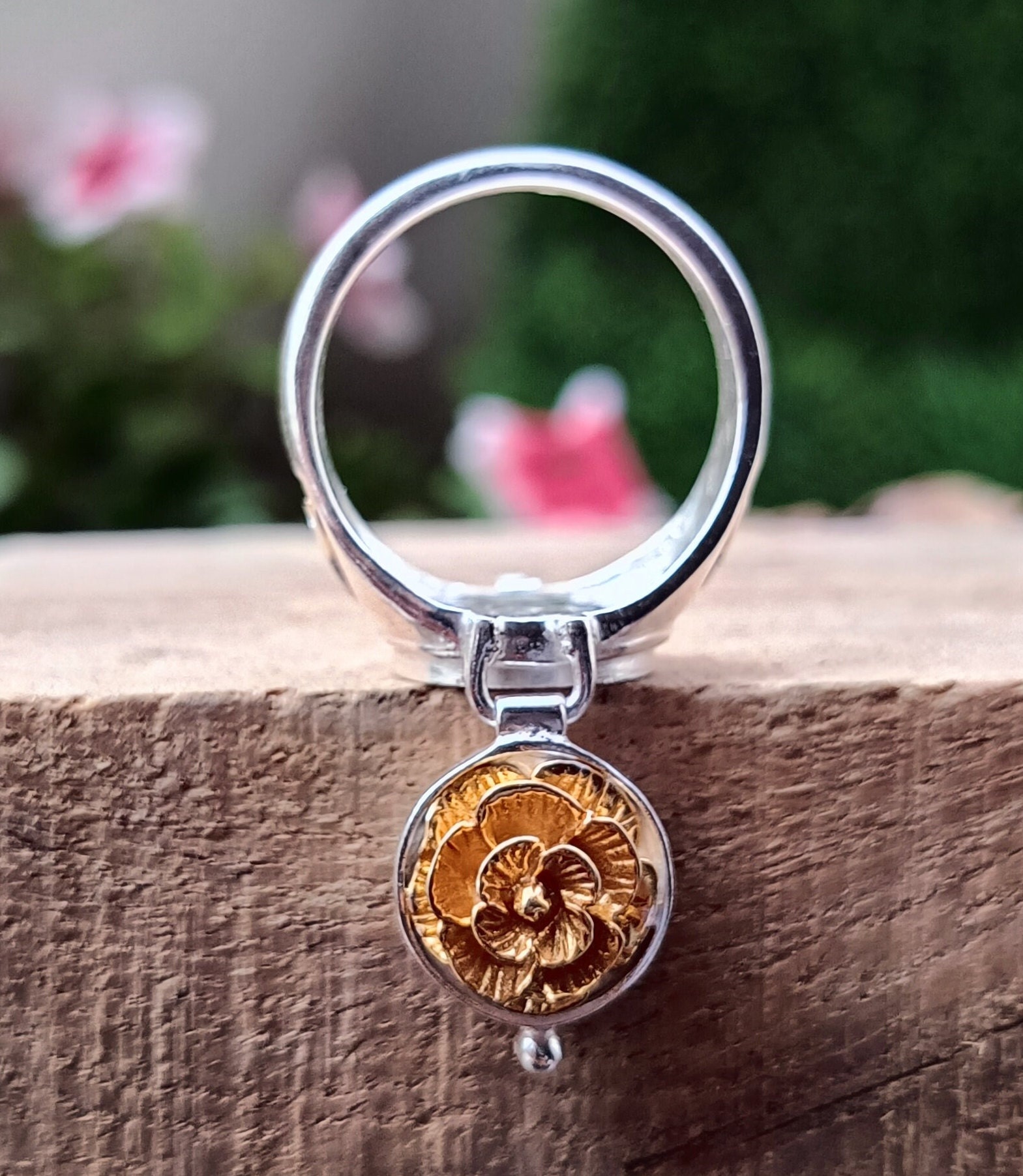 Rose Poison Ring, Handmade Two Tone Rose Poison Ring Locket Ring Rose ...