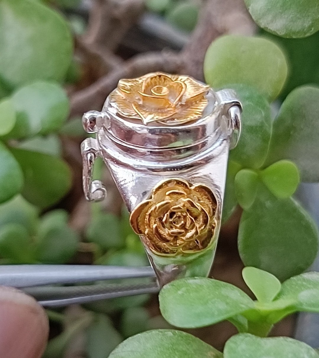 Poison Ring, Handmade Two Tone Flower Ring, Locket Ring, Unique Poison ...