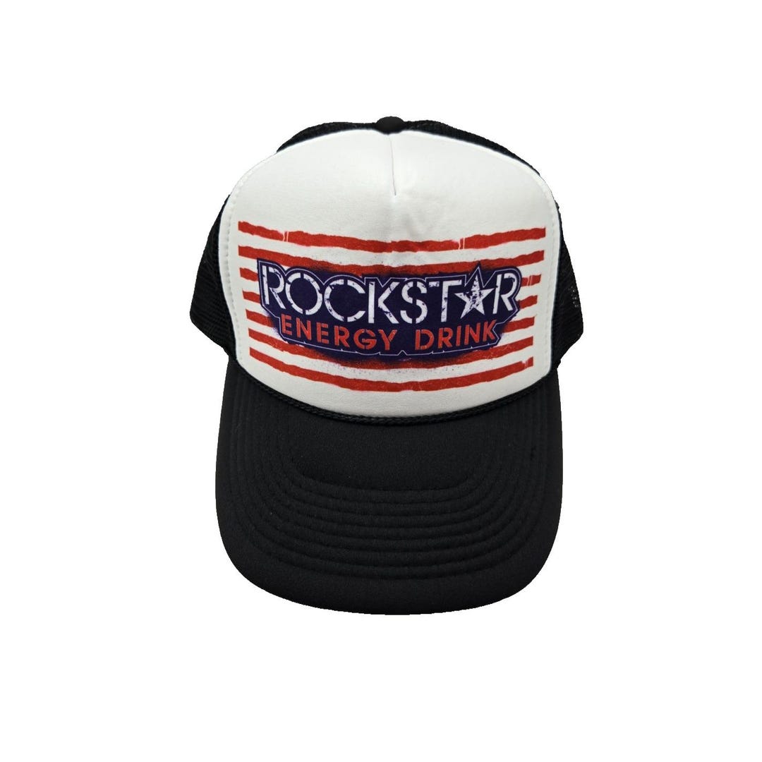 VTG Rockstar Energy Drink Hat Snapback Black Mesh Back Promo 00s Y2K ...