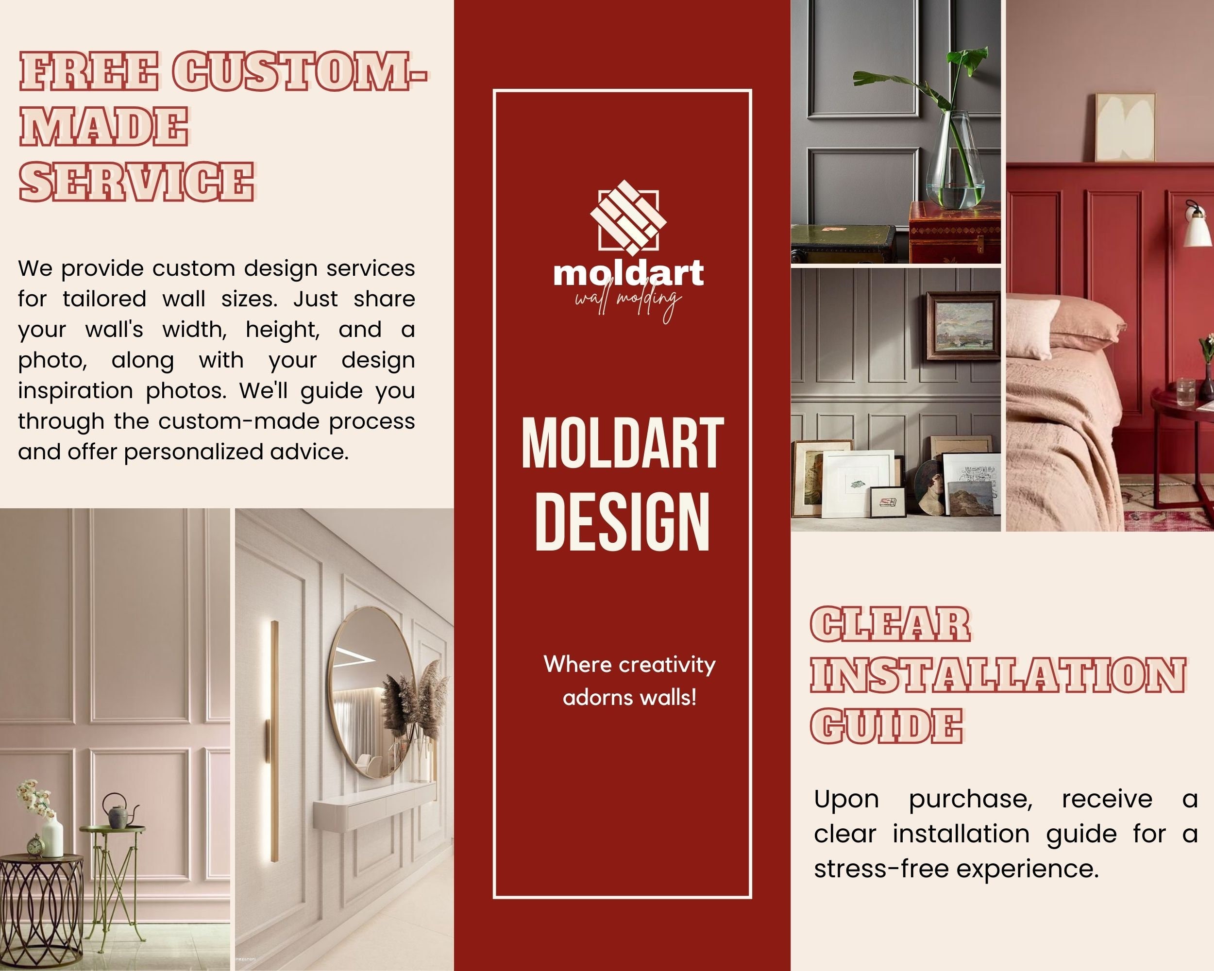 Nested Rectangle Molding, DIY Wall Panelling for Bedroom, Ready to ...