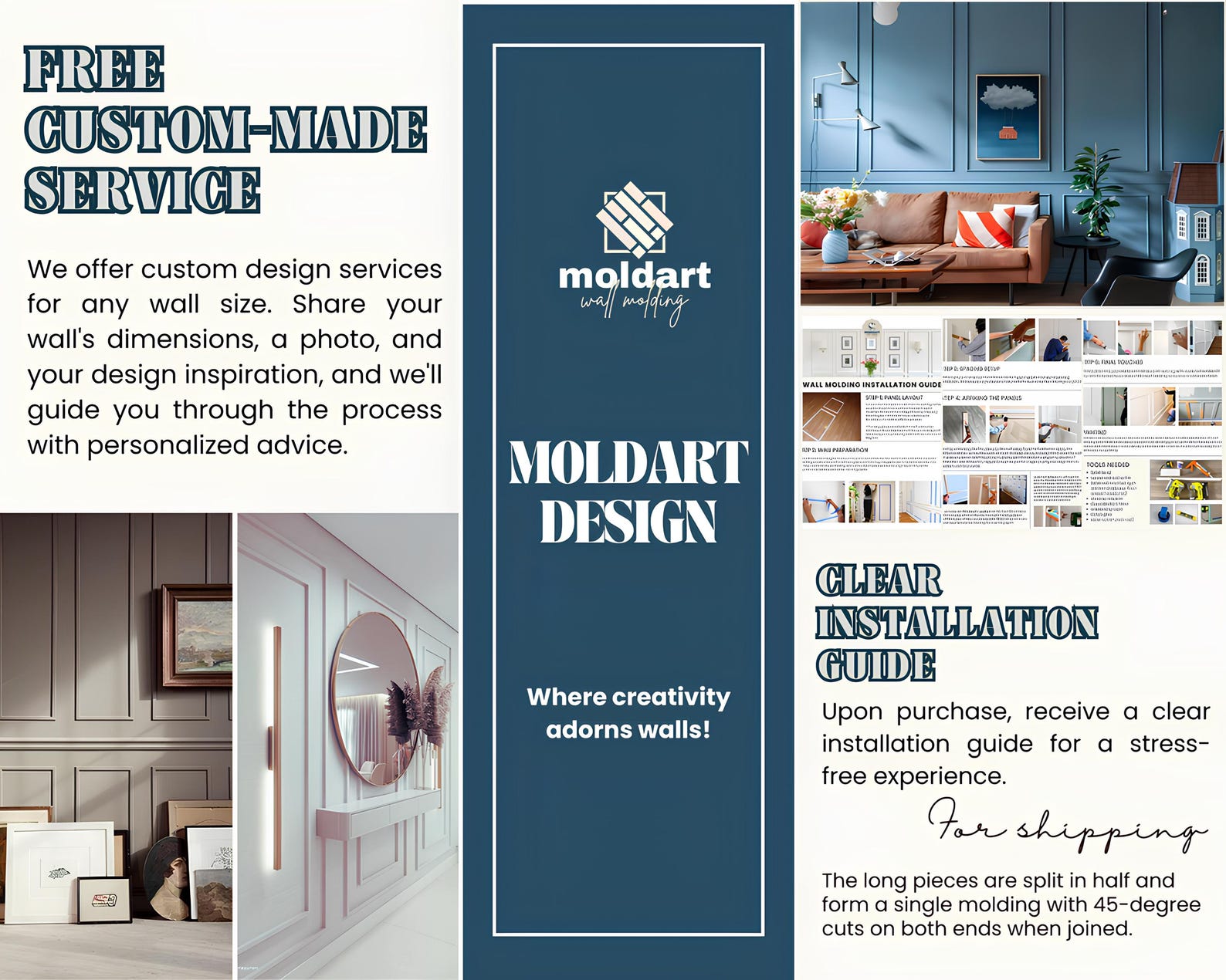 Nested Rectangle Molding, DIY Wall Panelling for Bedroom, Ready to ...