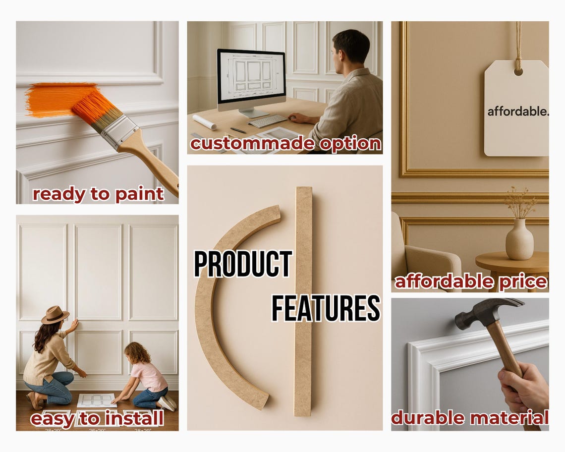 Decorative MDF Wall Molding Kit, Clover Wall Trim Panel - Etsy