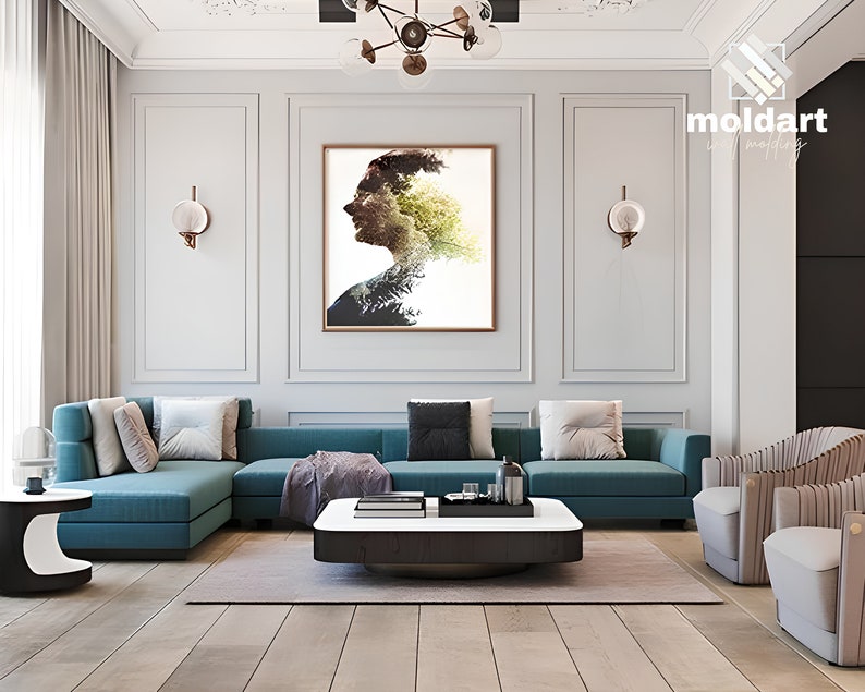 Pre-cut Wall Molding Package, Modern Wall Paneling Ideas, DIY Ready ...