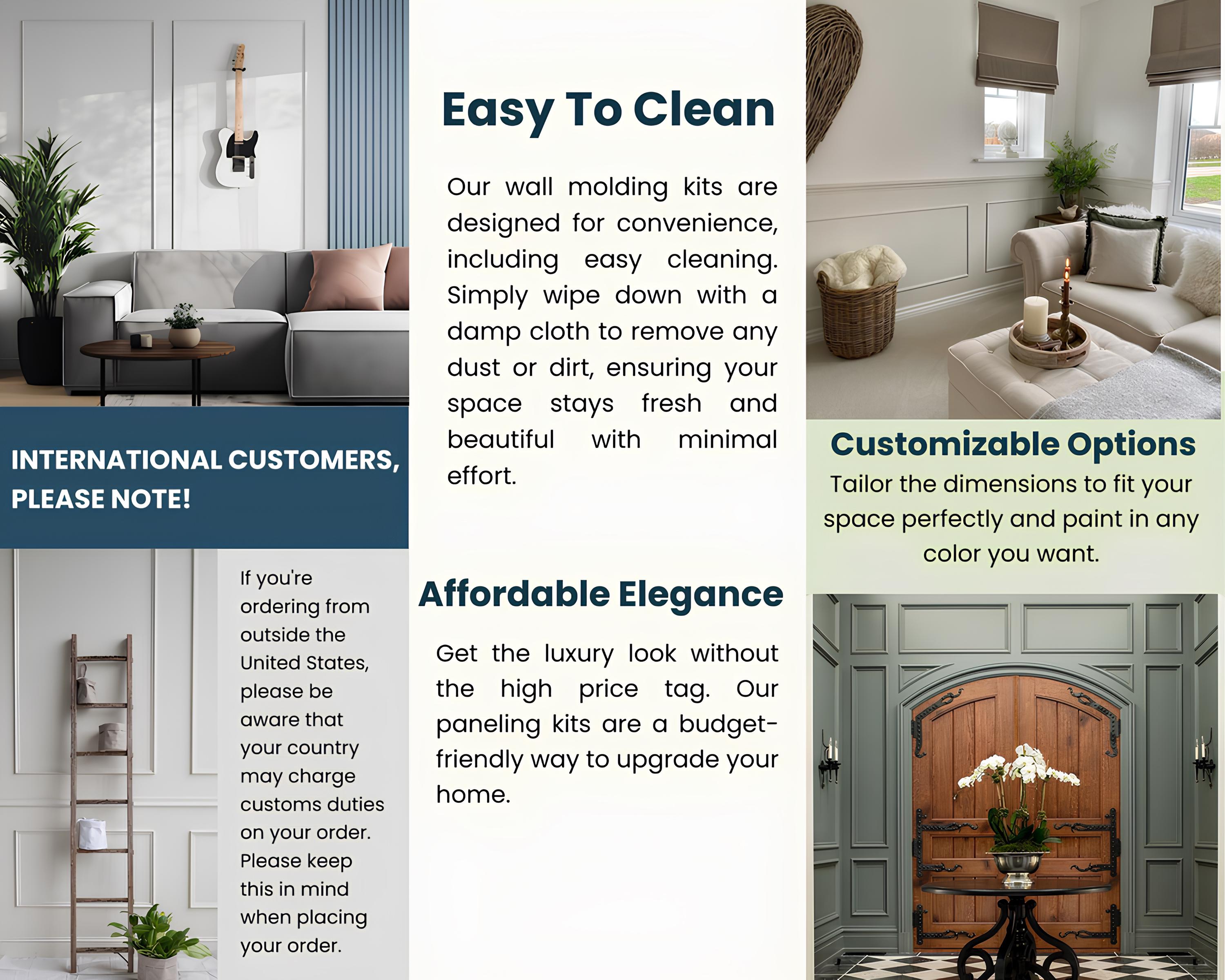 Nested Rectangle Molding, DIY Wall Panelling for Bedroom, Ready to ...