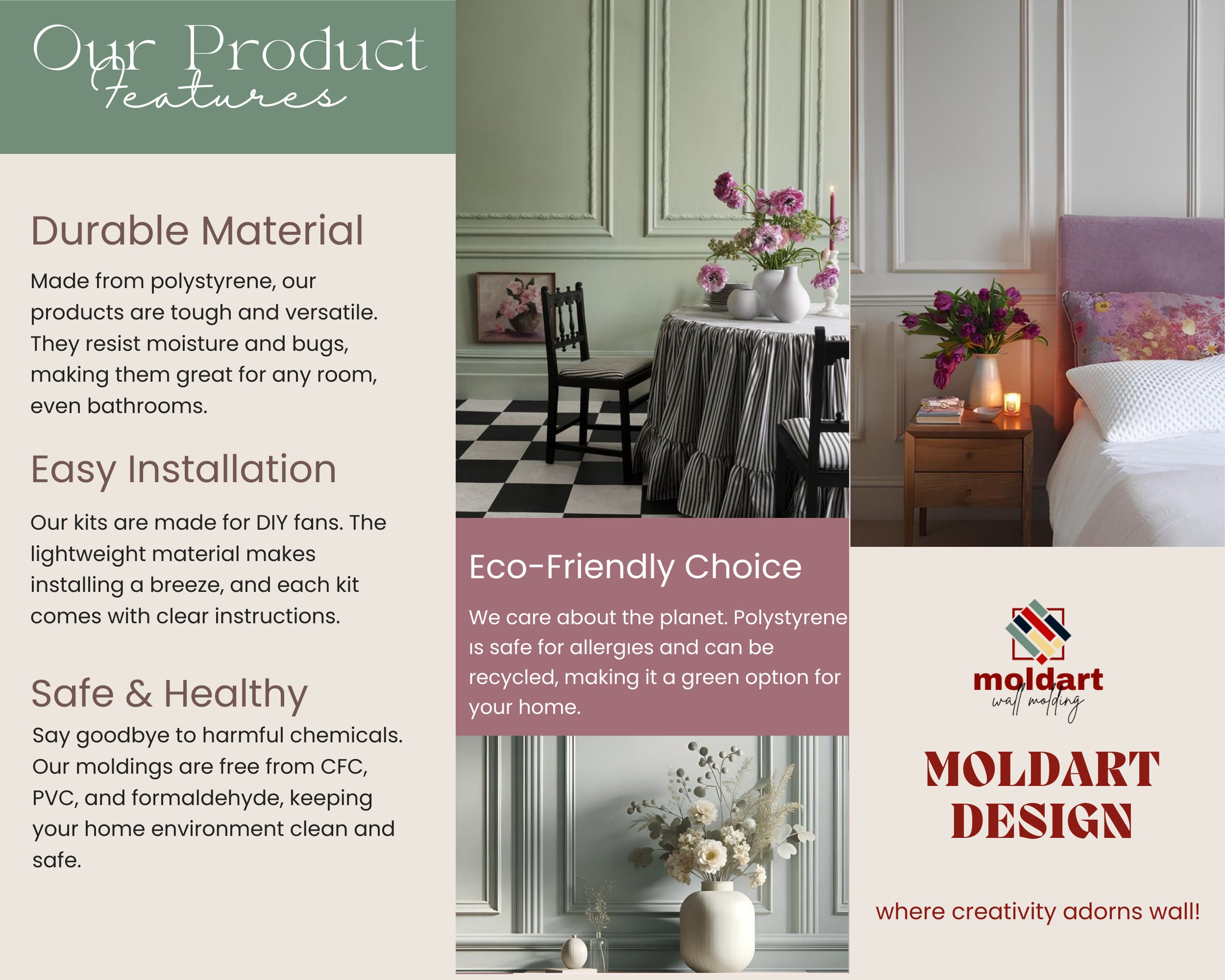 Nested Rectangle Molding, DIY Wall Panelling for Bedroom, Ready to ...