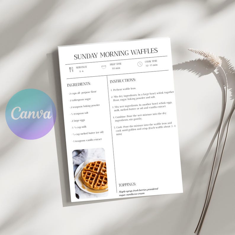 Easy Recipe Card Template Printable Downloaded Recipe Template ...