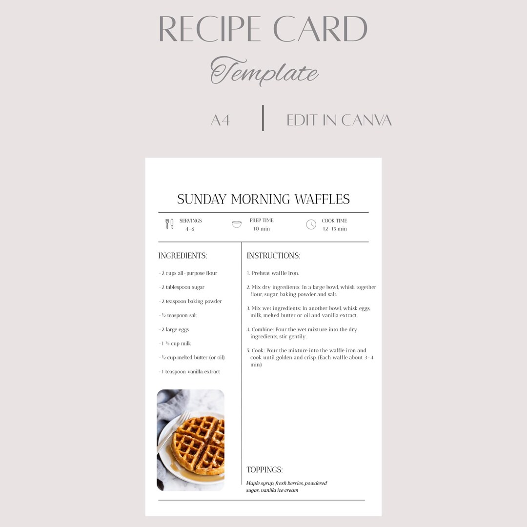 Easy Recipe Card Template Printable Downloaded Recipe Template ...
