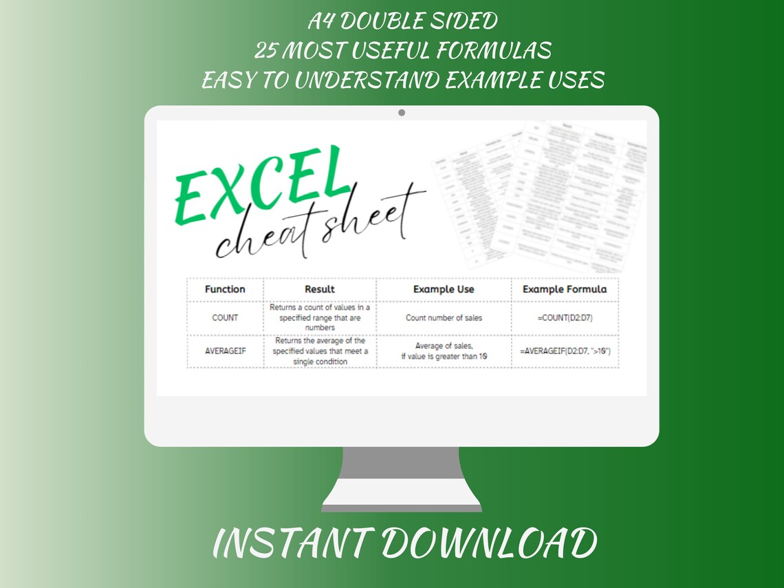 Excel Formulas Cheat Sheet Guide Printable PDF Microsoft Excel Tips ...