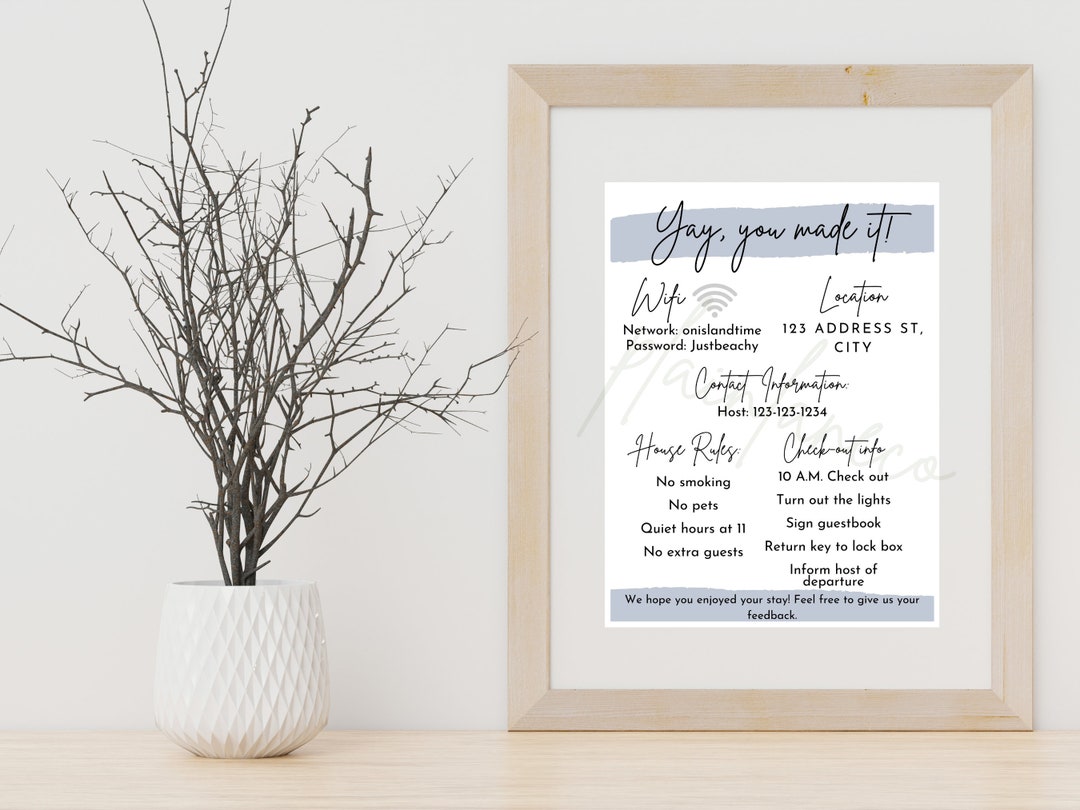 Welcome Sign for Airbnb Hosts, Vacation Rental Printable, Guest Arrival ...