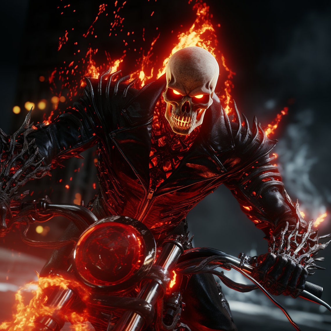 A Ghost on Fire Riding Through the Night - Etsy