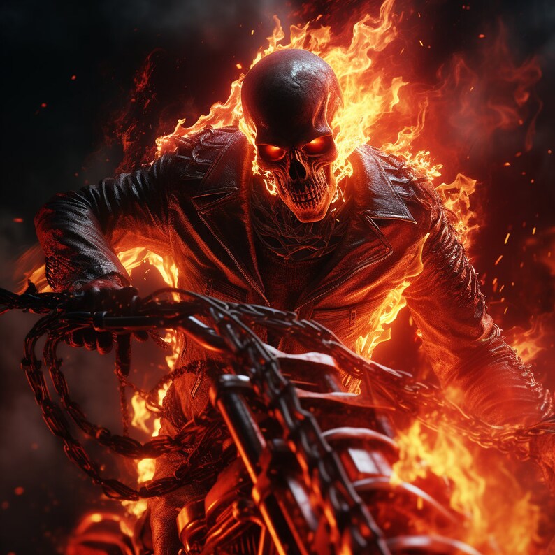 A Ghost on Fire Riding Through the Night - Etsy