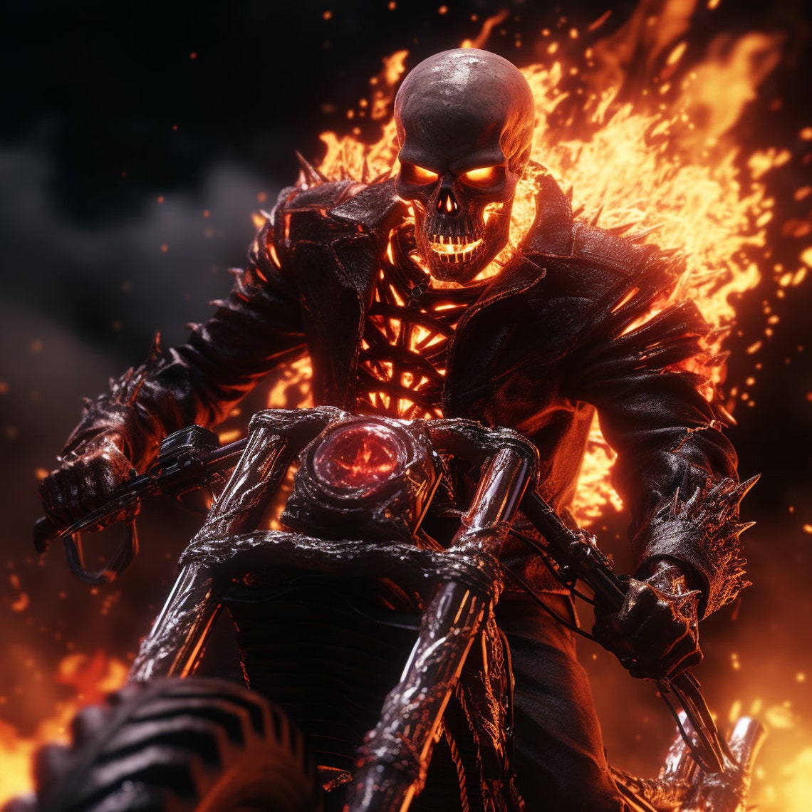 A Ghost on Fire Riding Through the Night - Etsy