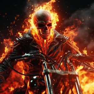 A Ghost on Fire Riding Through the Night - Etsy